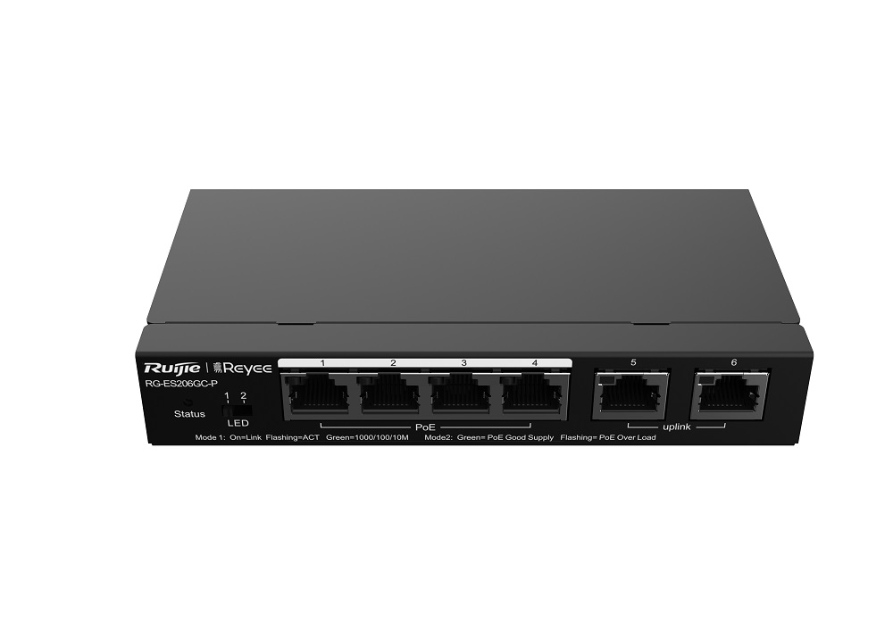 Ruijie-Reyee RG-ES206GC-P 6-Port Gigabit Smart POE Switch with 4 PoE ...